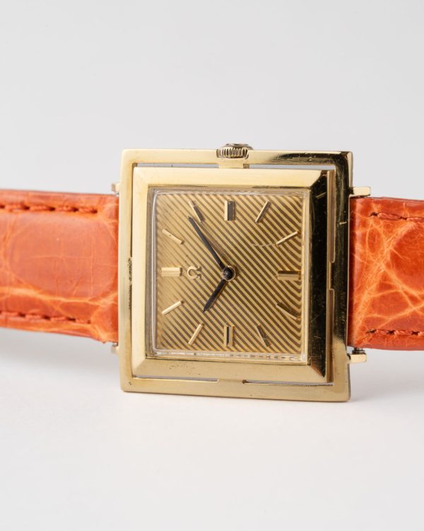Vintage Omega De Ville Square 18k gold case with gold textured dial ...