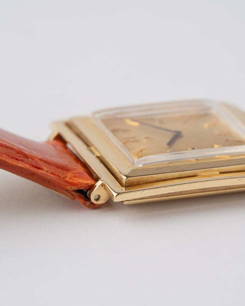 Vintage Omega De Ville Square 18k gold case with gold textured dial ...