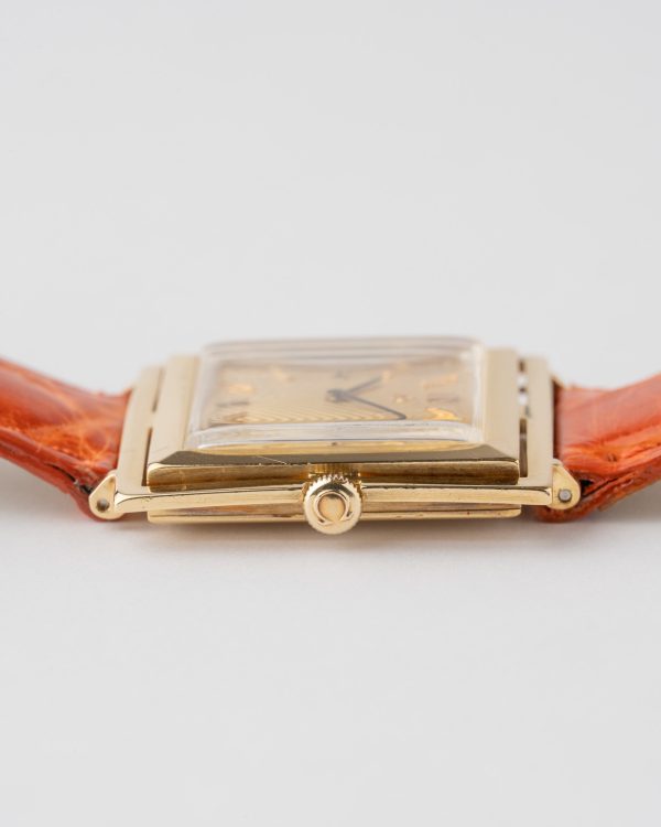 Vintage Omega De Ville Square 18k gold case with gold textured dial ...