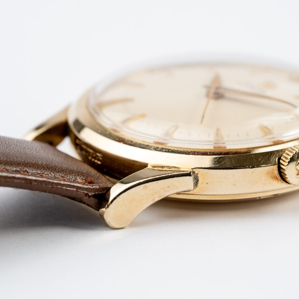 Vintage Omega 14k gold automatic with honeycomb dial GX 6558 from 1954 ...