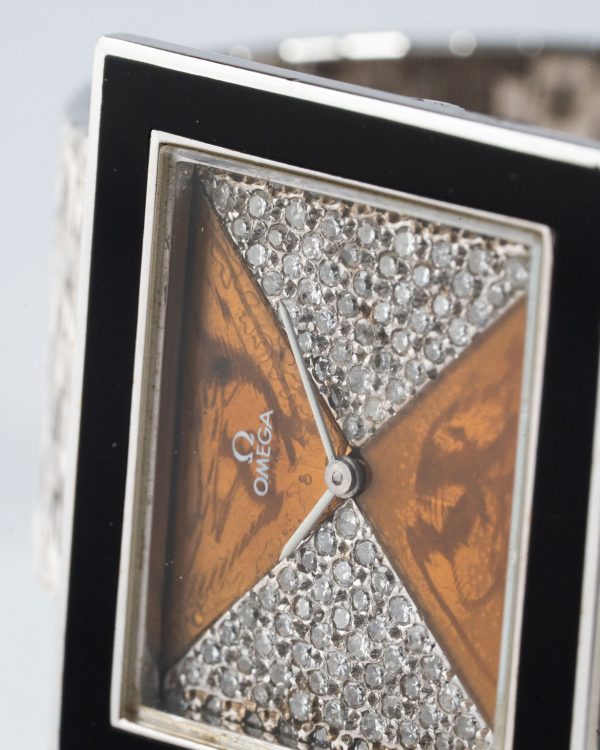 Vintage Omega Piece-Unique Pavé-set Lucky Number 8 Diamond/Wood dial ...
