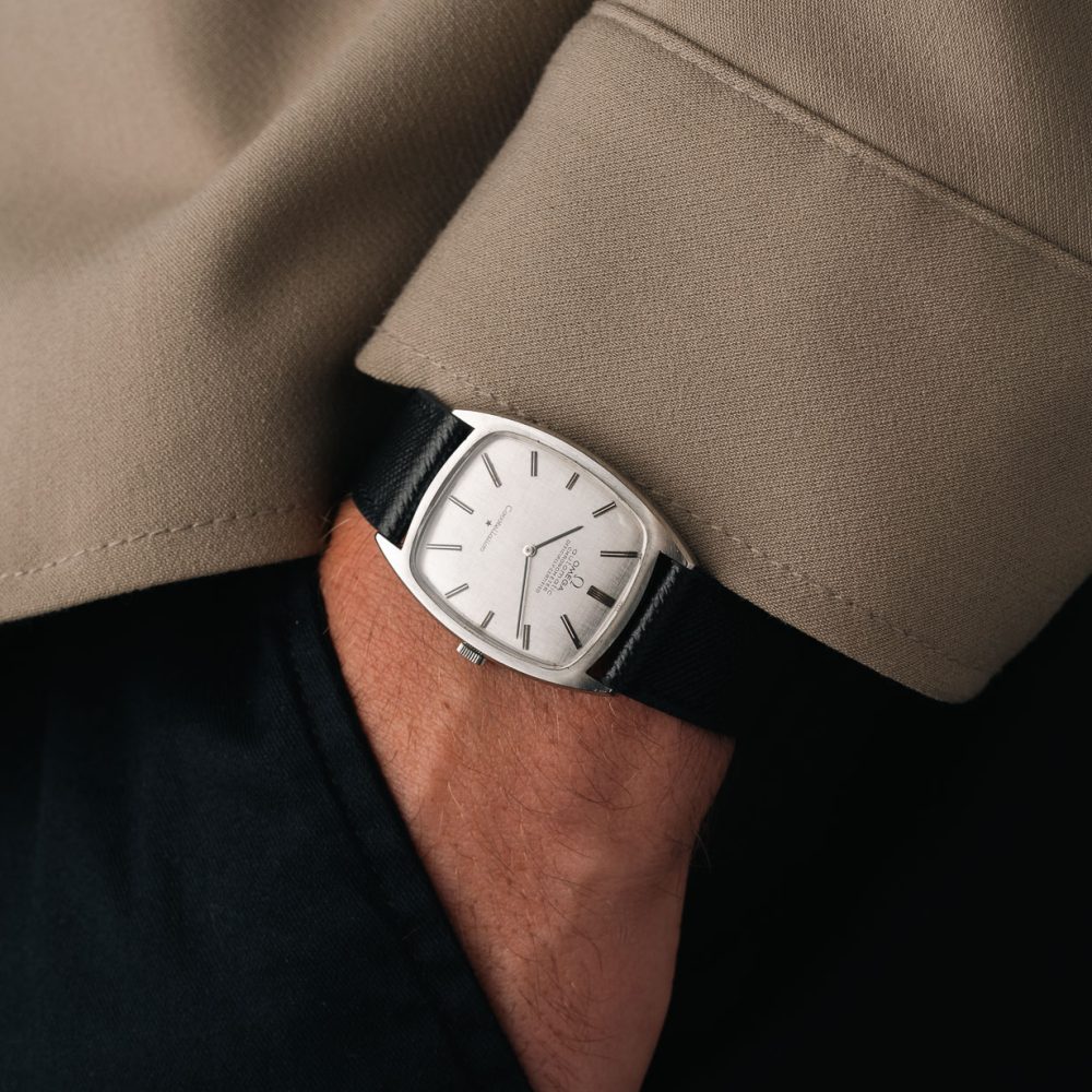 Vintage Omega Constellation Tonneau with white linen dial reference 153 ...