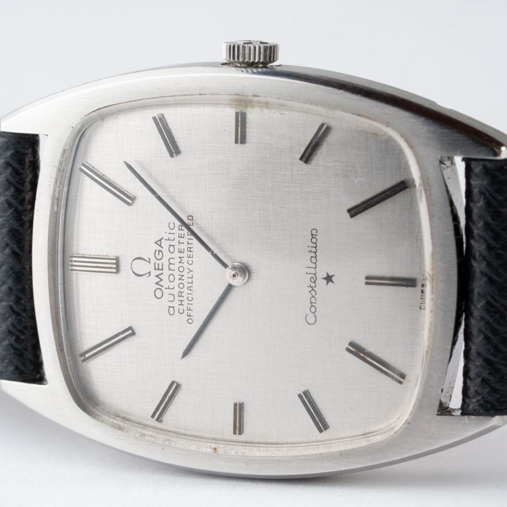 Vintage Omega Constellation Tonneau with white linen dial reference 153 ...