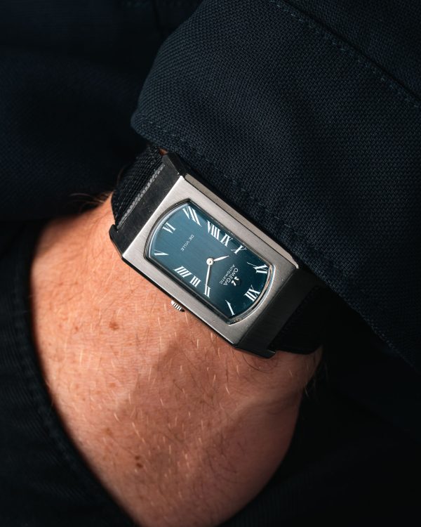 Vintage Omega De Ville Deauville rectangular with blue dial reference ...